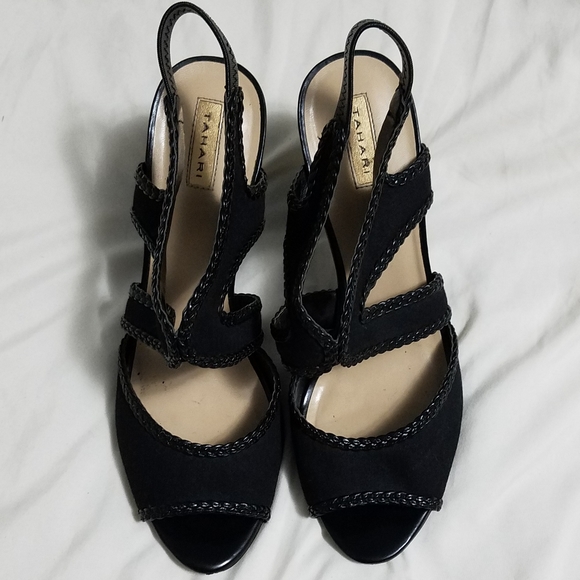 Tahari | Shoes | Chic Tahari Black Strappy Lauren Heels | Poshmark